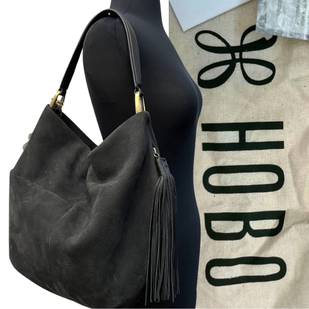 HOBO the Original Meridian Hobo in Velvet Hide Black … - Gem